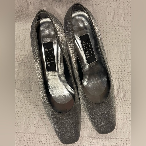 Stuart Weitzman | Shoes | Stuart Weitzman Silver Shimmer Heel Pumps 75 ...